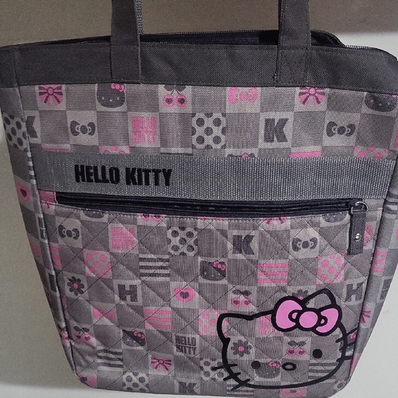 Hello Kitty | Bags | Hello Kitty Gray And Pink Checkered Tote | Poshmark